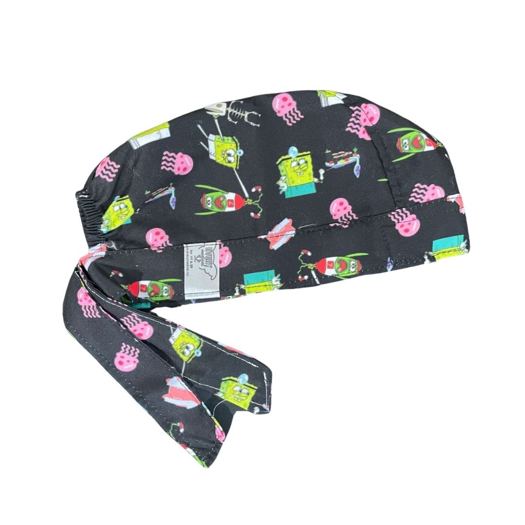 Gorro Medico Quirúrgico - Bob Esponja, Calamardo, Plankton - Negro - B ...